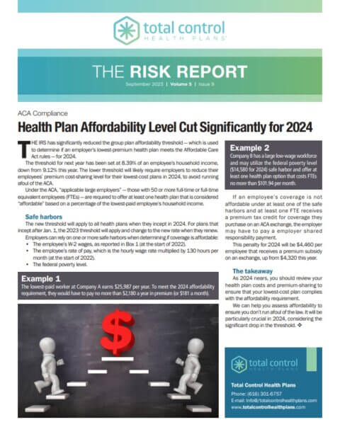 The Risk Report - September 2023 - Total Control Health Plans